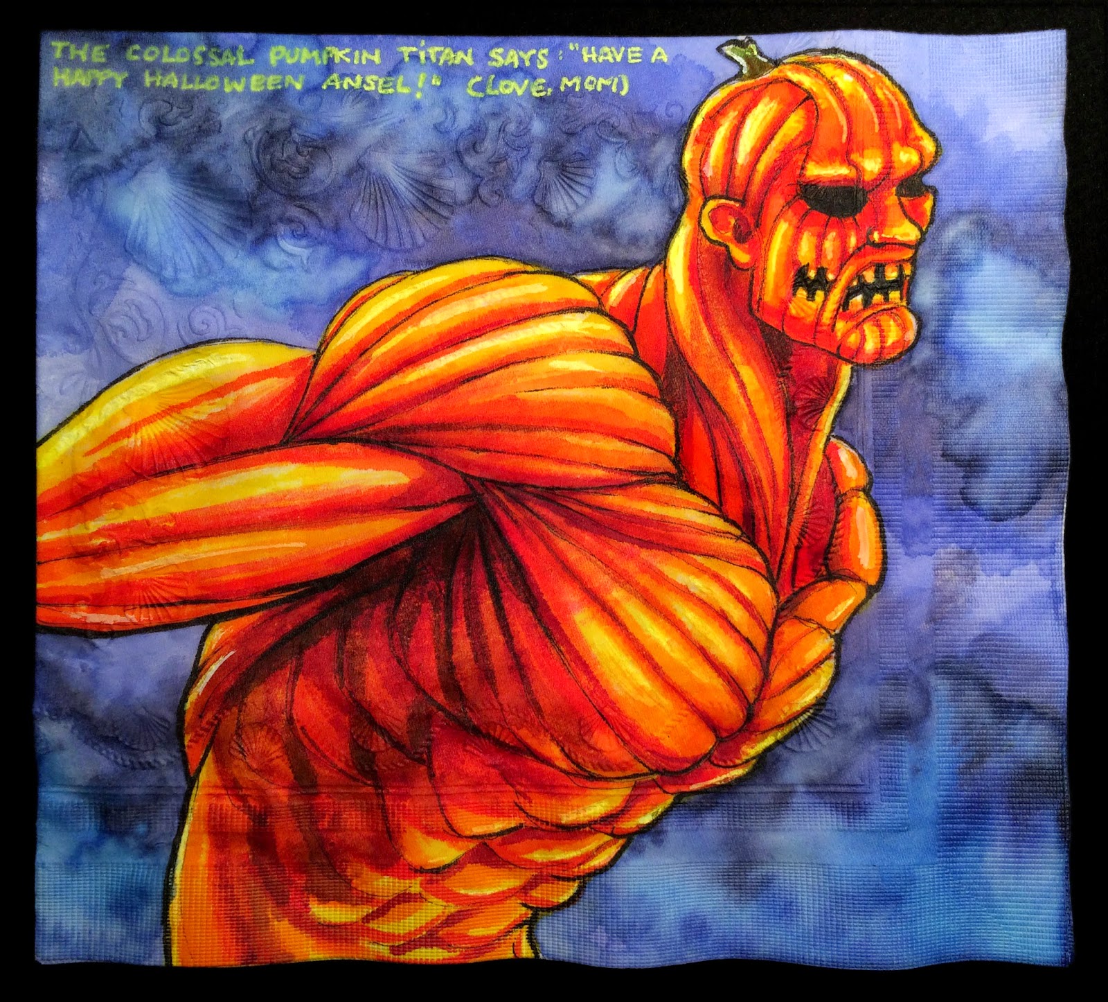 Daily Napkins: "Attack on Titan" Style Colossal Pumpkin Titan for Halloween