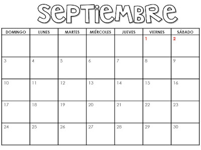 Calendario septiembre sin números para imprimir: diseño minimalista