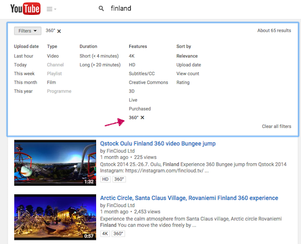 Find 360-Degree YouTube Videos