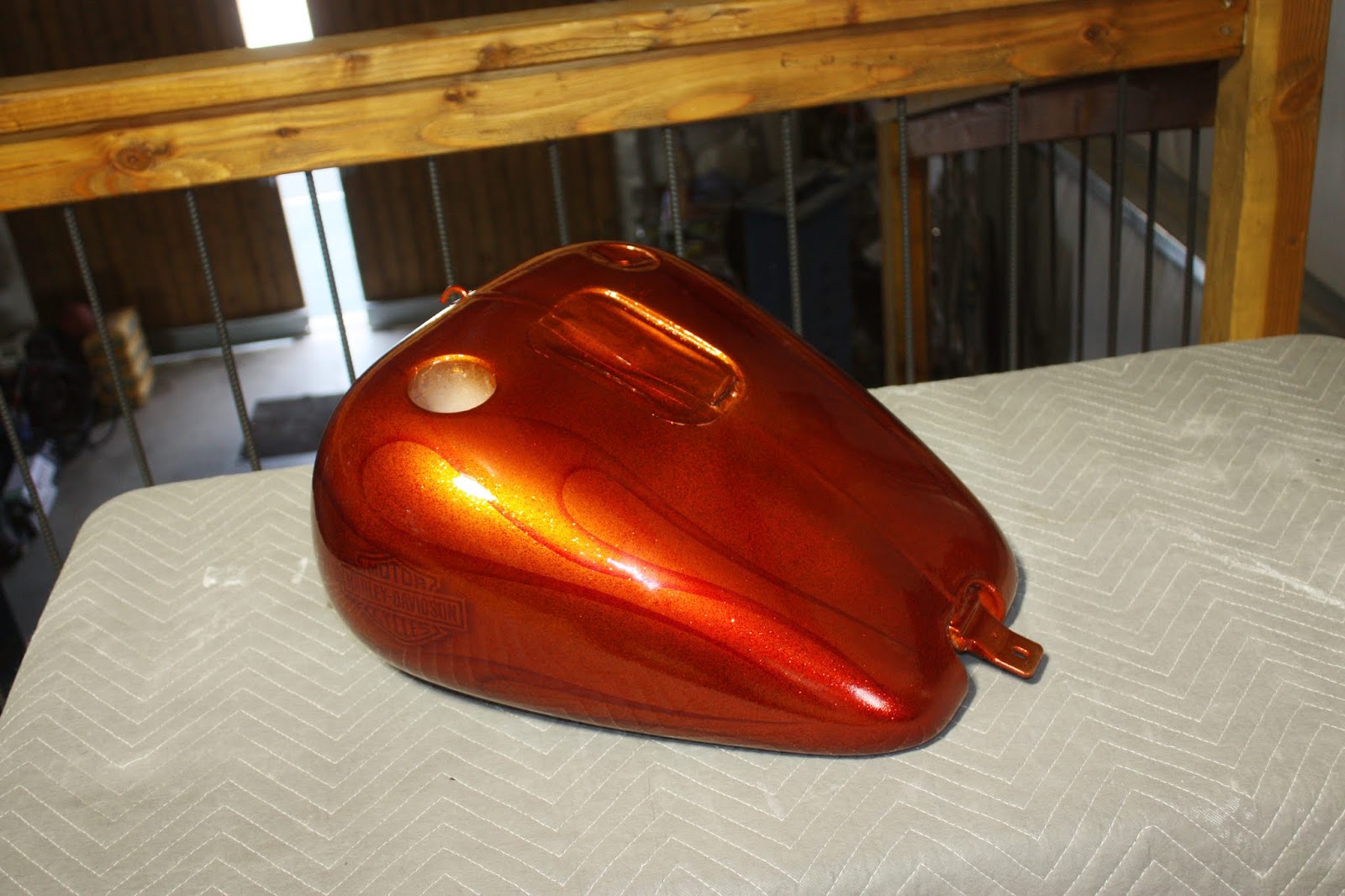 Online Motorcycle Paint Shop: Metal Flake candy orange with ghost flames
