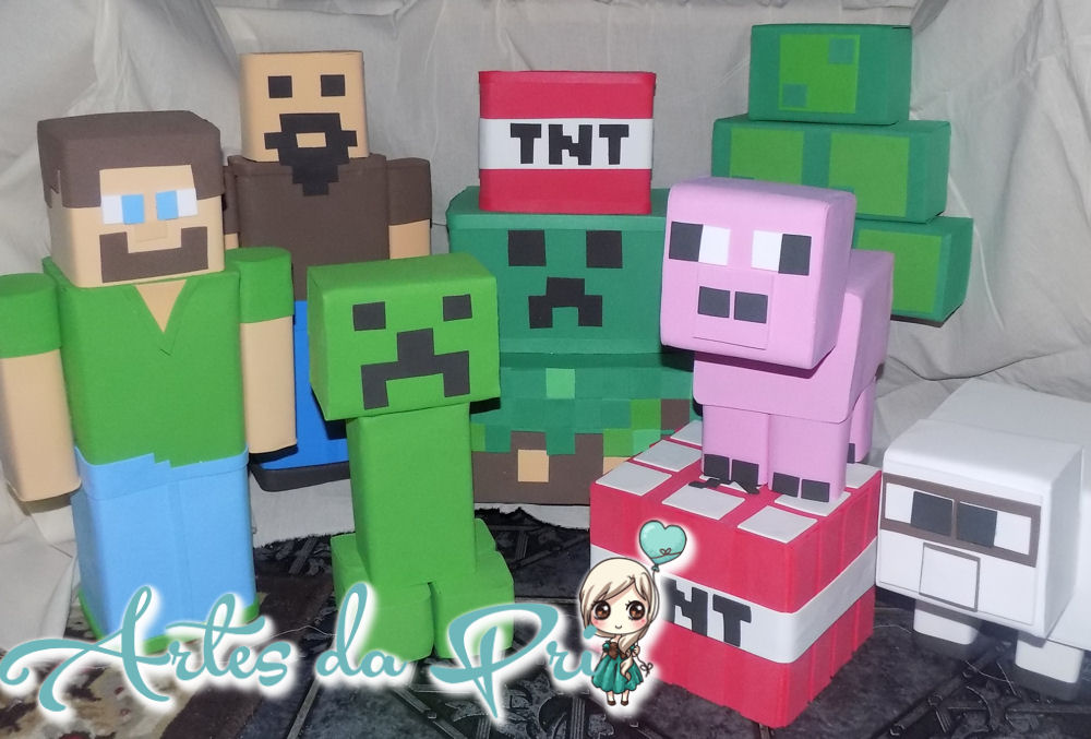 Artes da Pri: Personagens Minecraft em eva (kit decorativo)