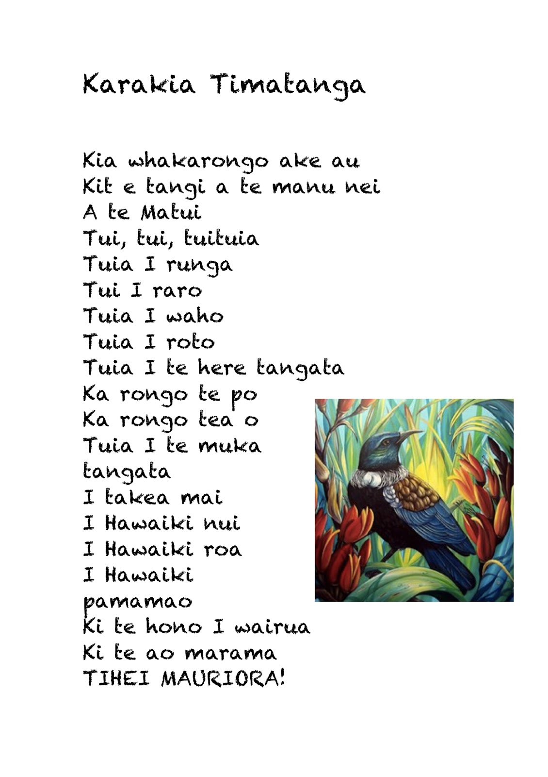 Nau Mai Haere Mai Whanau!: Class Karakia