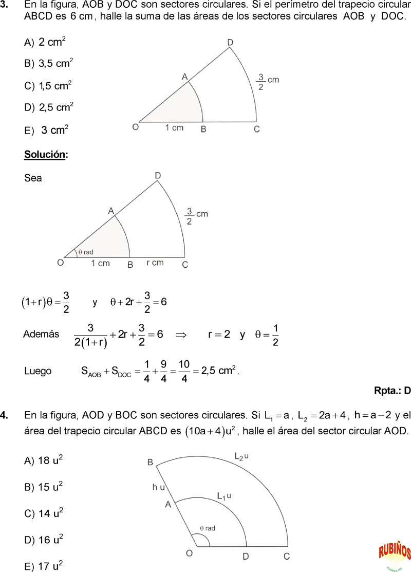 SECTOR CIRCULAR EJEMPLOS Y EJERCICIOS RESUELTOS DE SECUNDARIA Y ...