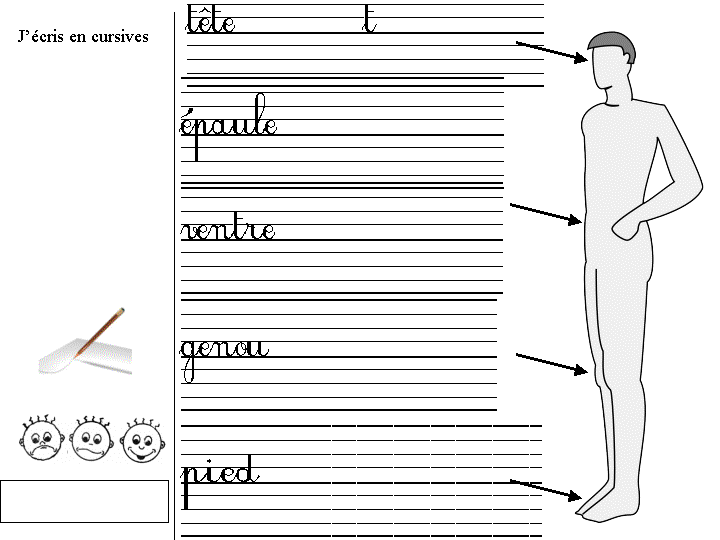 Maternelle: écrire en cursives : le corps