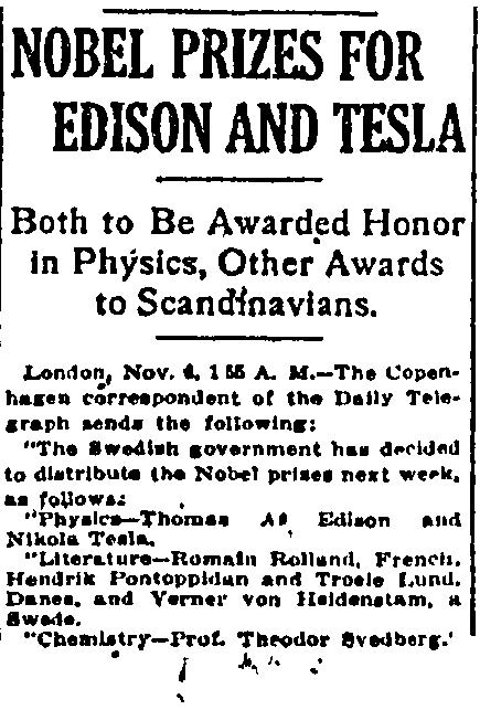 Tesla Versus The Nobel Prize ~ It's Harder Not To
