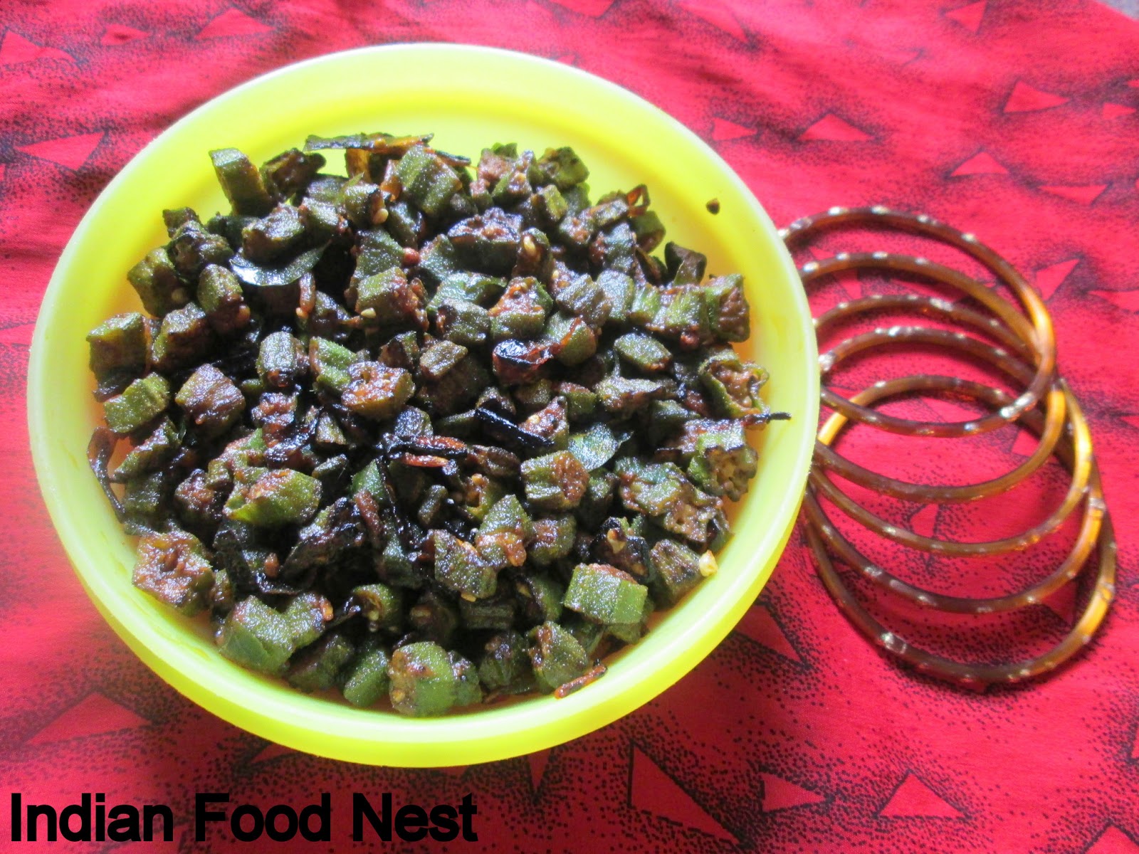 Indian Food Nest: Spicy Lady's Finger Fry / Spicy Okra Fry / Vendaikkai ...