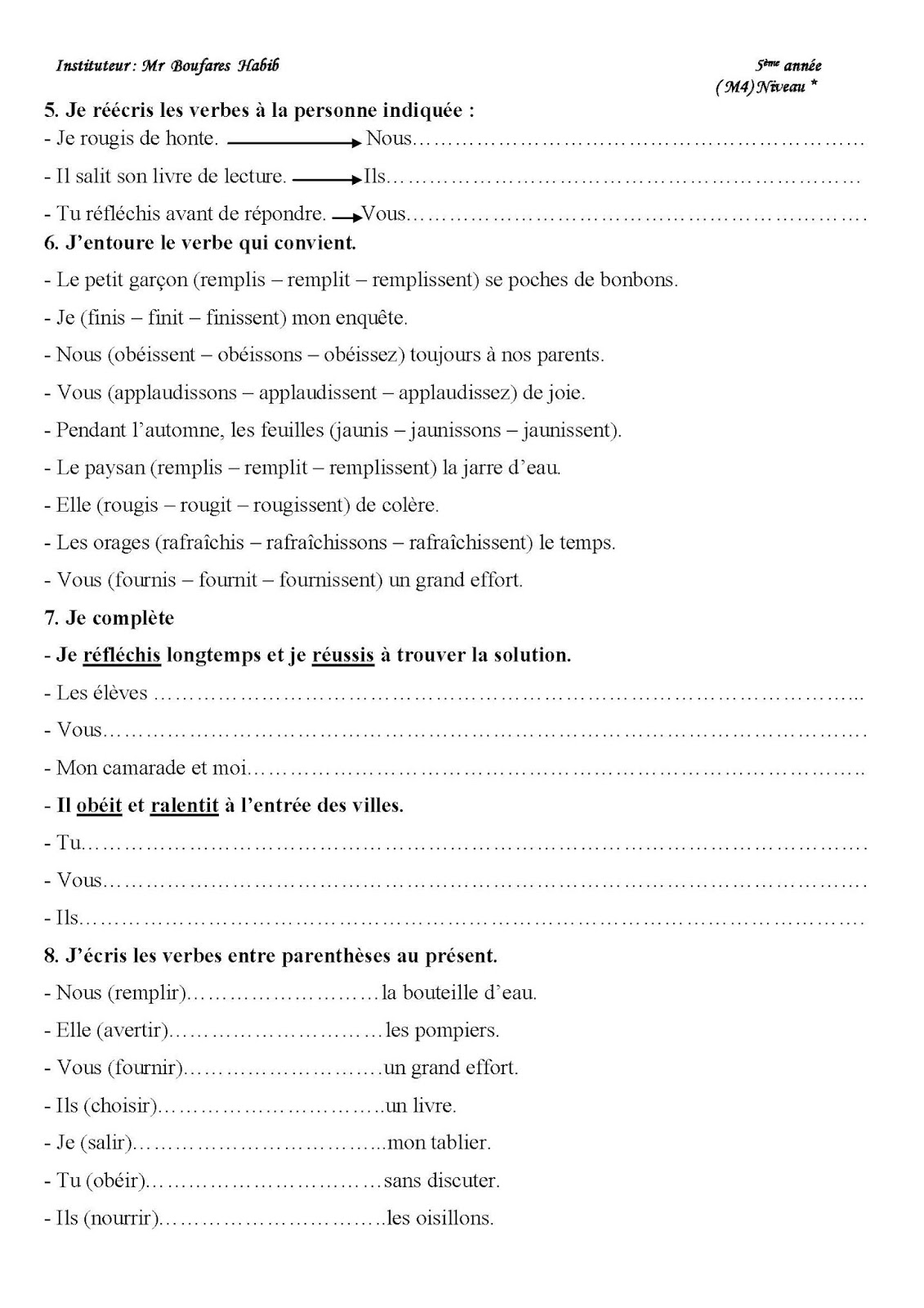 Module4 Conjugaison 5eme année - Techno Help