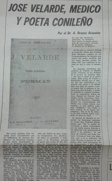 José Velarde Yusti: Jose Velarde, Medico y Poeta Conileño