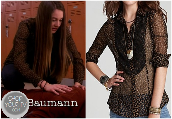 Secret Life: Season 5 Episode 23 Amy's Brown Printed and Lace Blouse ...