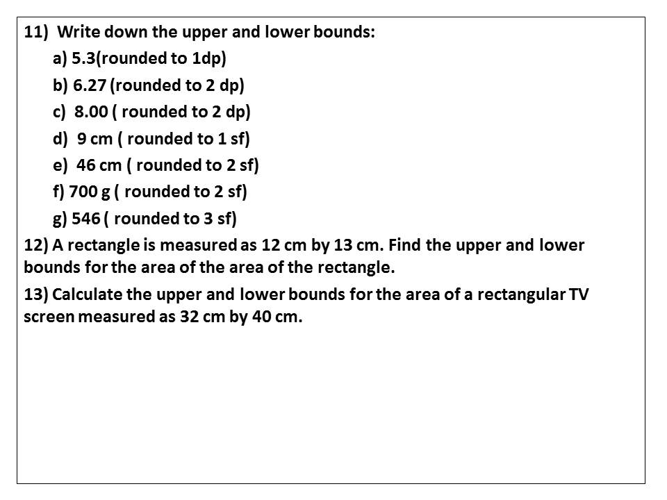 Math 10: CHAPTER-6 : UPPER AND LOWER BOUNDS