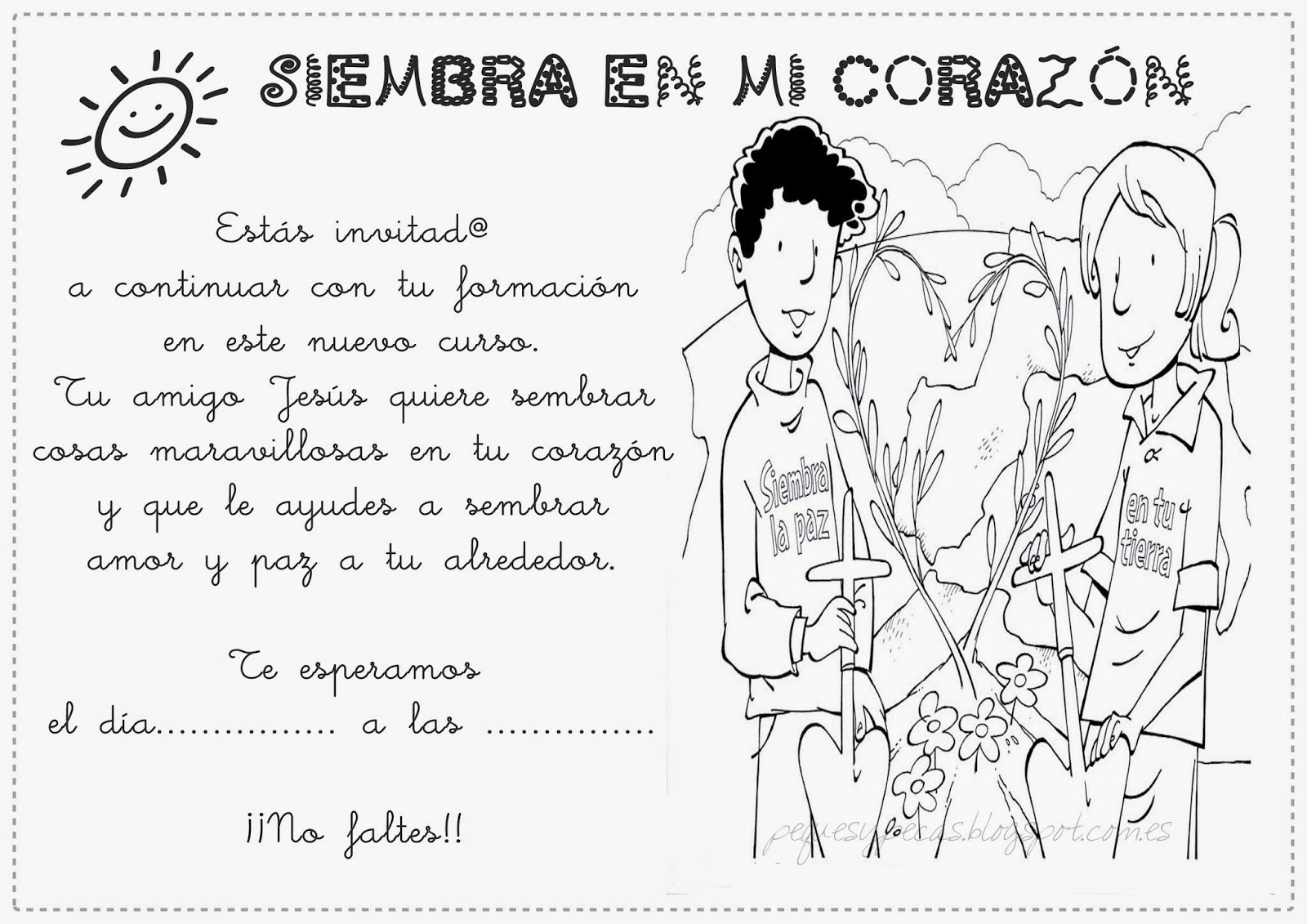 PEQUES Y PECAS...: Tarjeta de invitación para catequesis: PEQUES Y PECAS...: Tarjeta de invitación para catequesis: