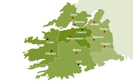 Munster Map Regional City - Map of Ireland City Regional Political