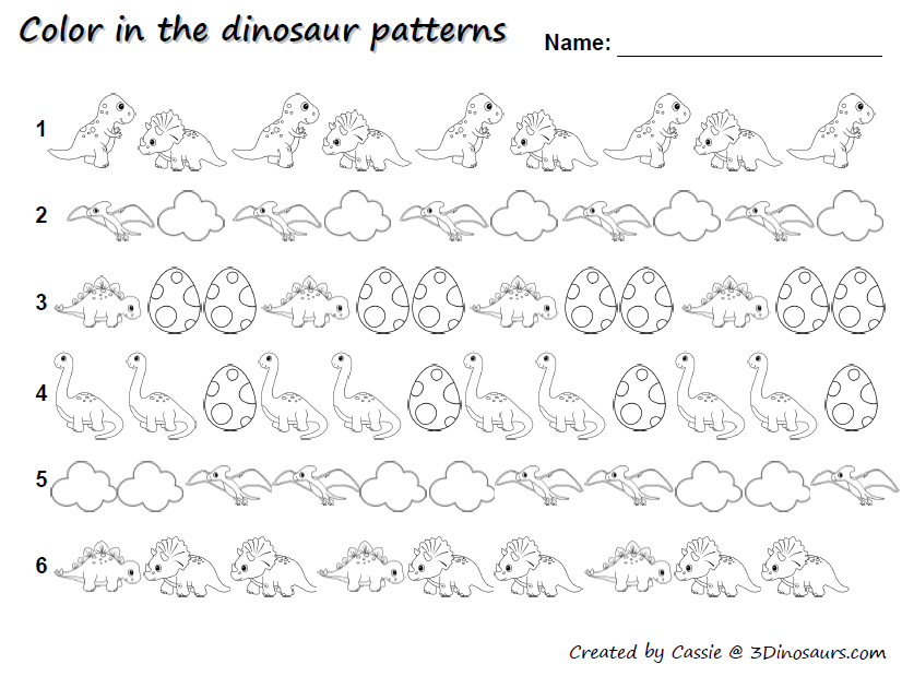 Free for kids: Dinosaur Colour the pattern