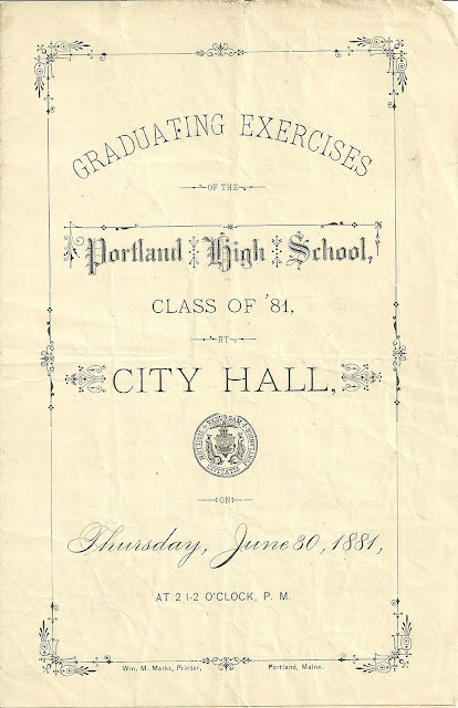 Heirlooms Reunited: 1881 Graduation Program of Portland High School ...