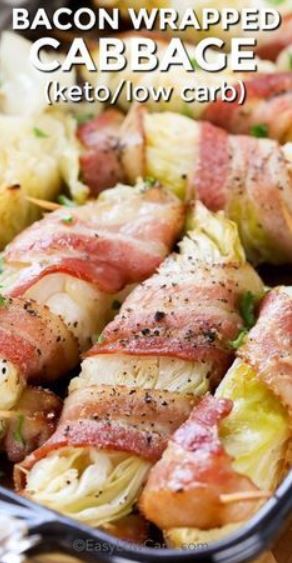 Bacon Wrapped Cabbage - Healthy Dinner Recipes Easy