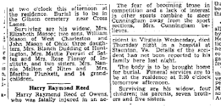 Virginia and West Virginia Reed's: Obituary Sunday - Harry Raymond Reed Sr.