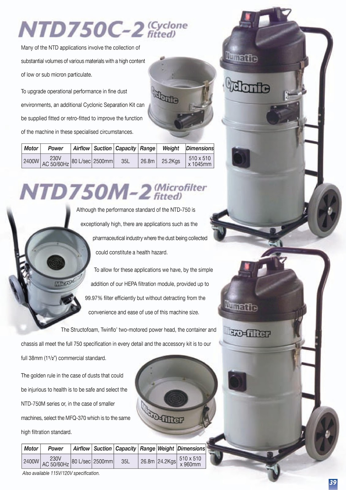 Numatic Cleancare 2007 Product Range