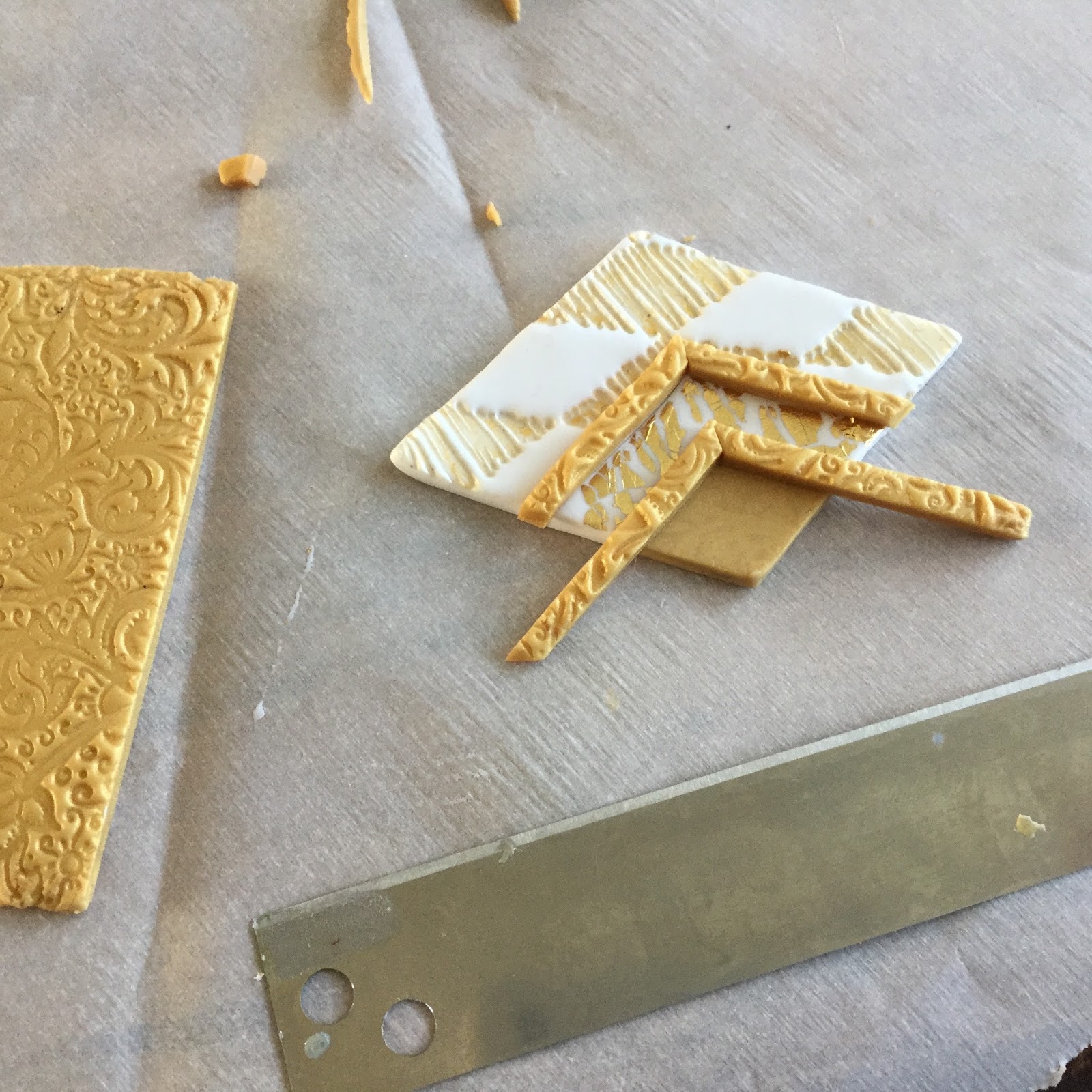 Golden Diamonds Polymer Clay Pendants Tutorial