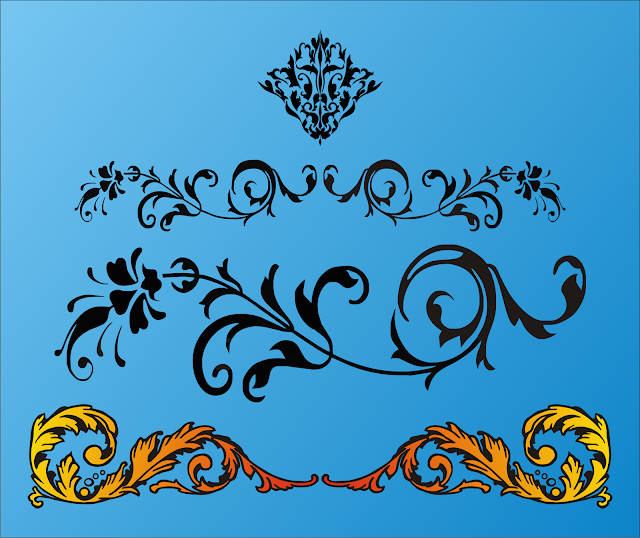 Vector Border Motif Kembang Bunga