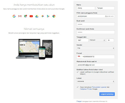 Cara membuat akun google dengan gambar contoh - COMET_SHARE