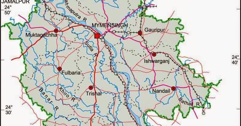 Mymensing Zila Map, Mymensingh Division, Bangladesh