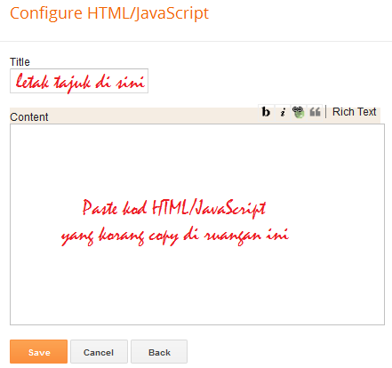 Tutorial - Cara Meletakkan Letak Kod HTML/JavaScript Dalam Blogger ...