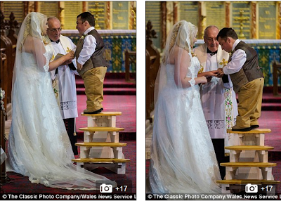 Check out the wedding of this dwarf to his tall bride ... He even came ...