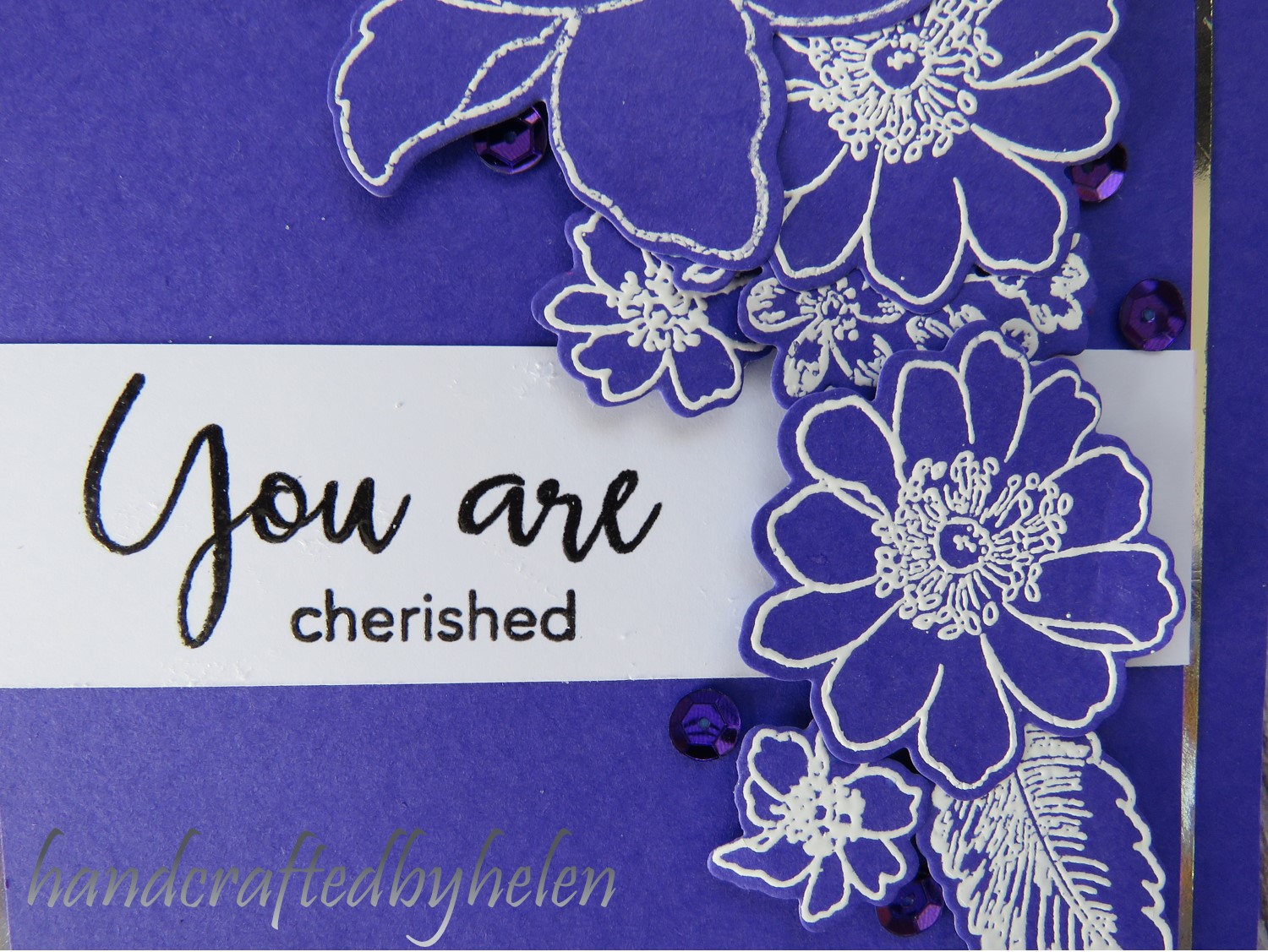 Handcrafted by Helen: Colour on colour floral card