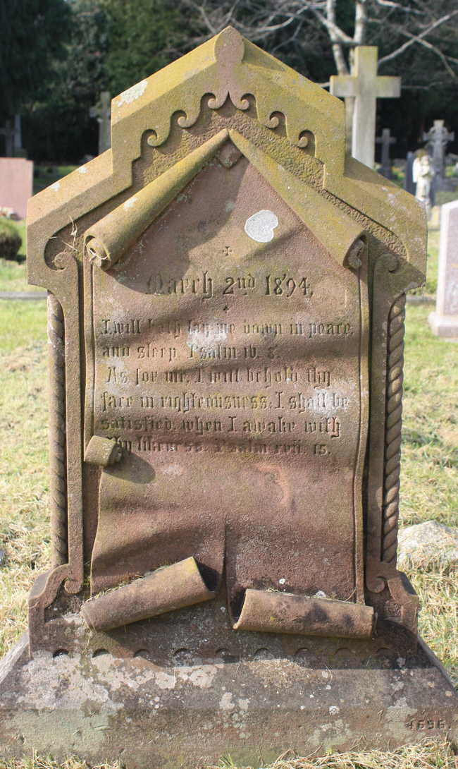 Grave Mistakes: An unusual design featuring a stone scroll.