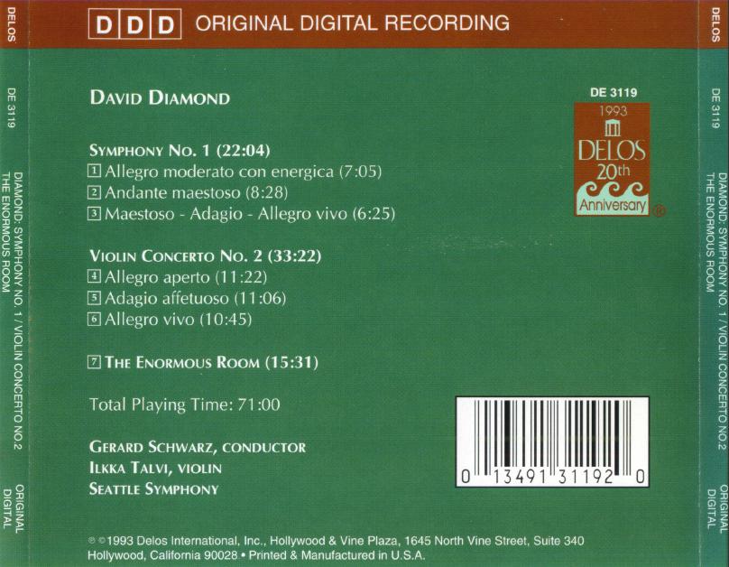 David Diamond - Symphony No. 1; Violin Concerto No.2; The Enormous Room