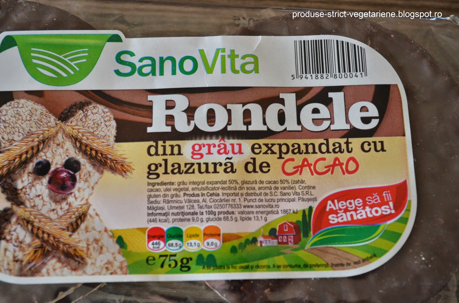 Rondele din grau expandat cu ciocolata (marca Sanovita)