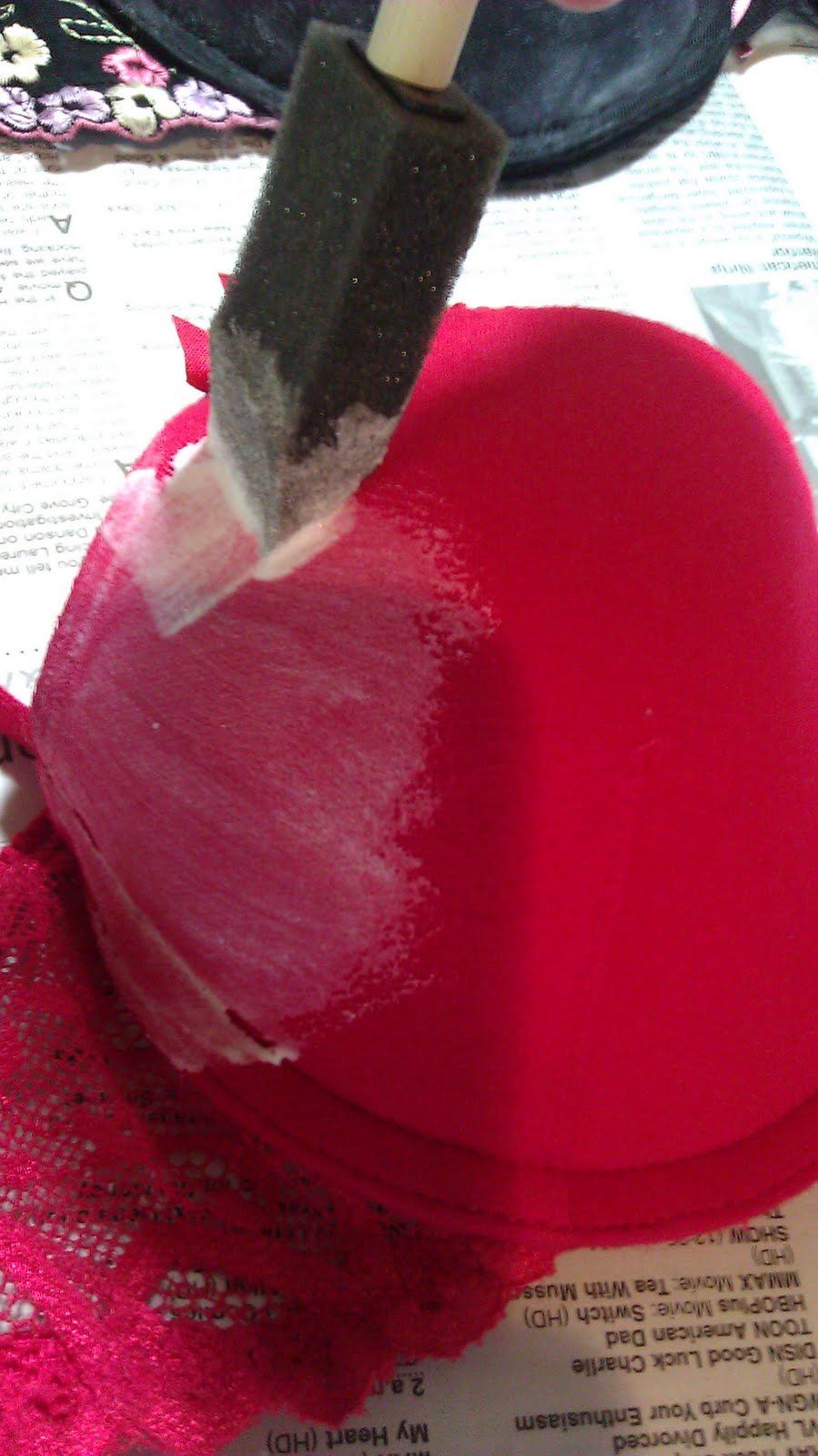 Rita Hutcheson-Cobbs: My first painted bra project!!! Loving it...