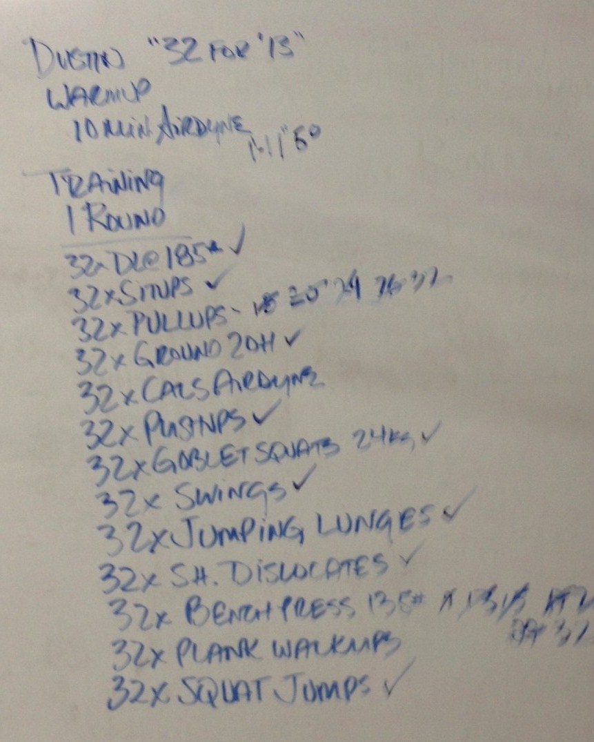 Halfway to the top: "32 for 13" My custom Birthday workout