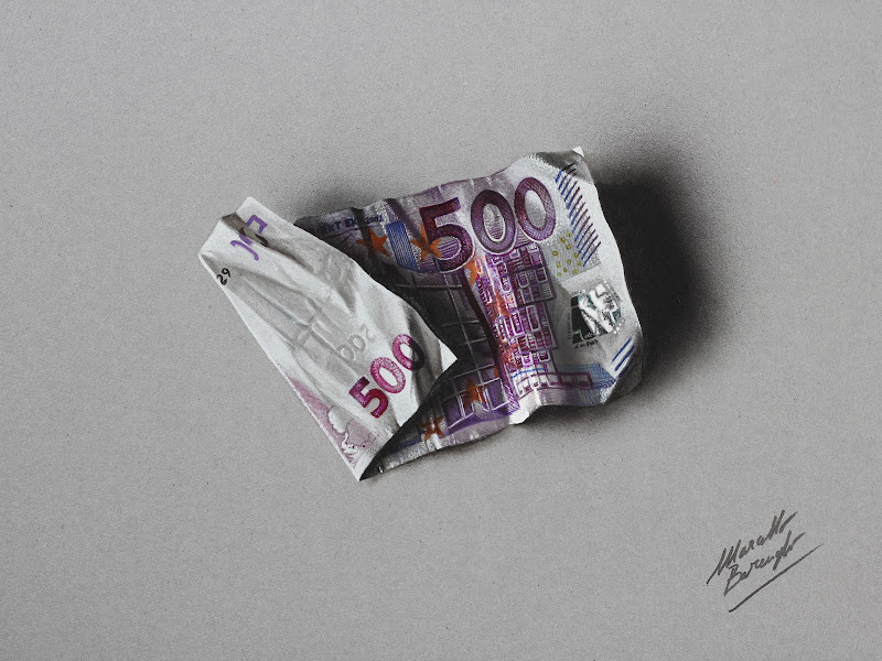 500 Euro Note Drawing - Marcello Barenghi
