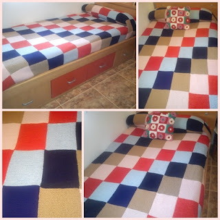 kekukilinares: colcha tejida a dos agujas en punto bebé , con cuadros ...