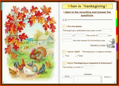 English Honori Garcia: Thanksgiving. Interactive Book