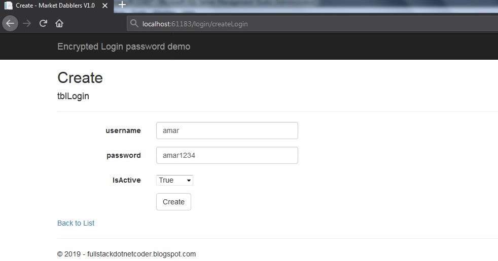 How To Create Encrypted Login Password Using C Mvc