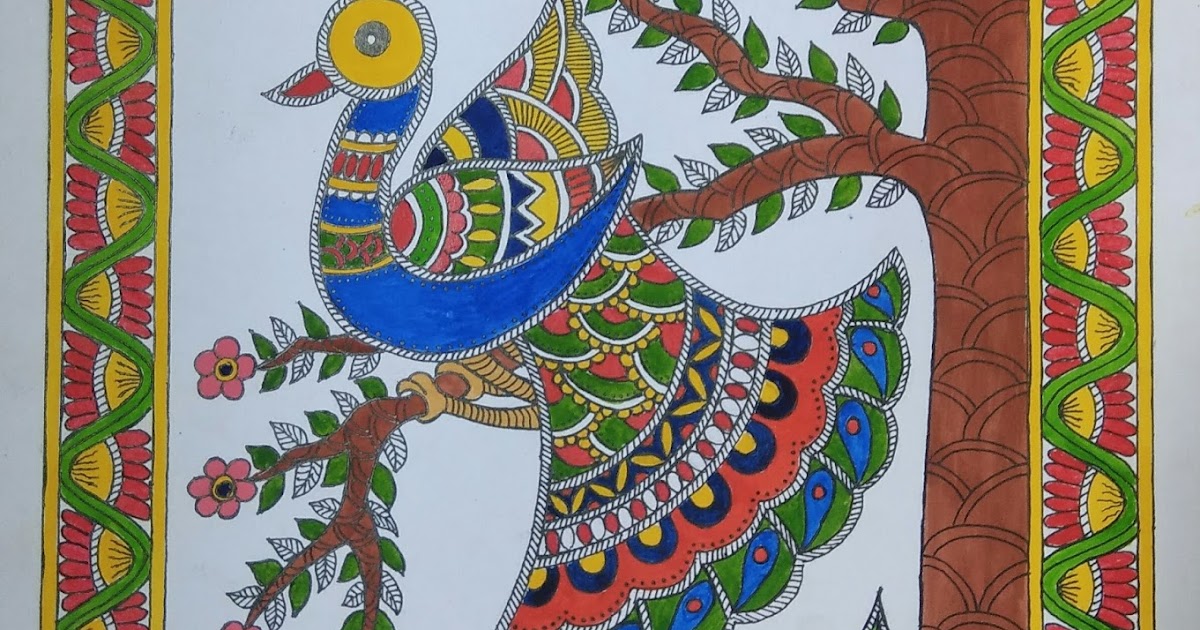 Himanshu Shekhar: Madhubani painting of Mayur