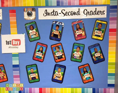 Insta-First Graders: An Instagram Themed Bulletin Board for Back To School