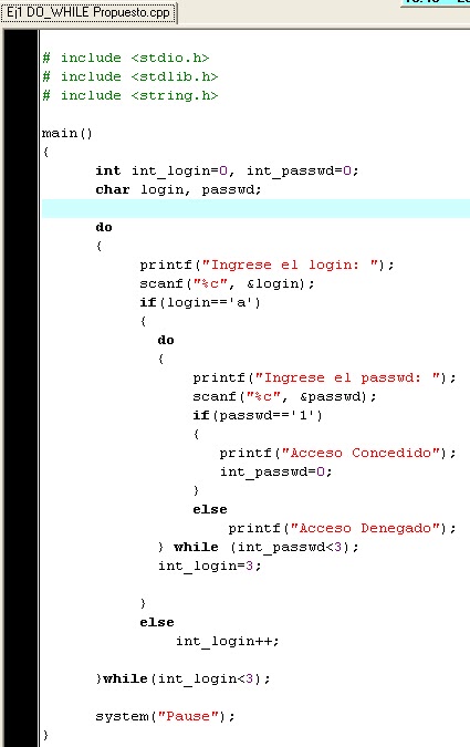 Lenguaje: Ejemplo de un Ejercicio de Estructura While