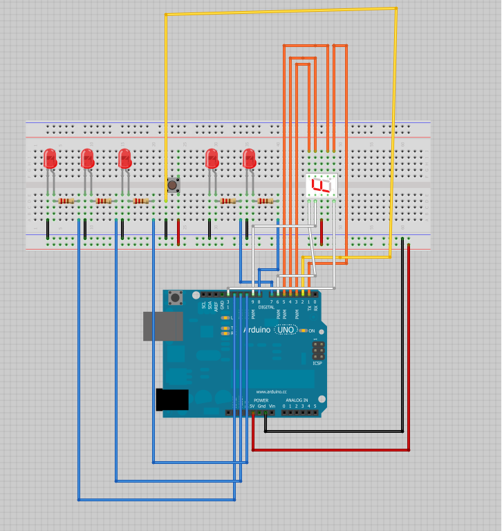 ArduinoProg: 1º projeto: Semáforo interativo com display de 7 segmentos.