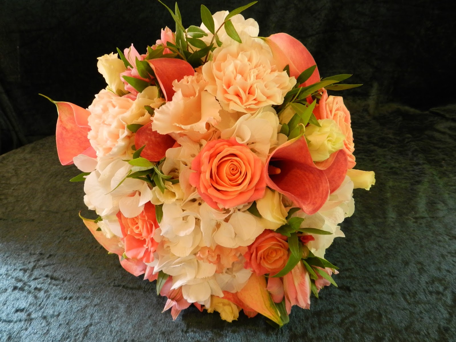 Sandra's Flower Studio.: Coral and ivory wedding flowers