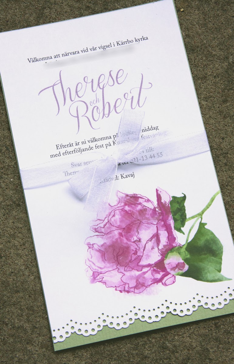 Inbjudningskort pion och spets