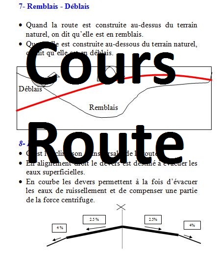 Cours de route - Terminologie, caractéristiques et paramètres
