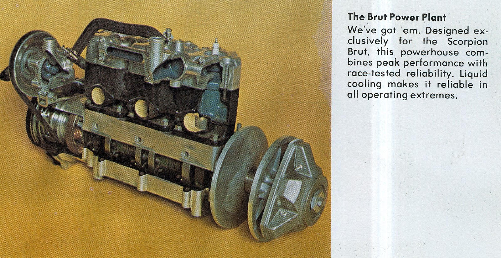 CLASSIC SNOWMOBILES OF THE PAST: 1975 SCORPION BRUT SNOWMOBILE ENGINE