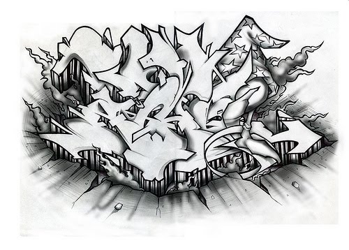 Wonderful Graffiti: 12 Graffiti Drawings in Paper (example)