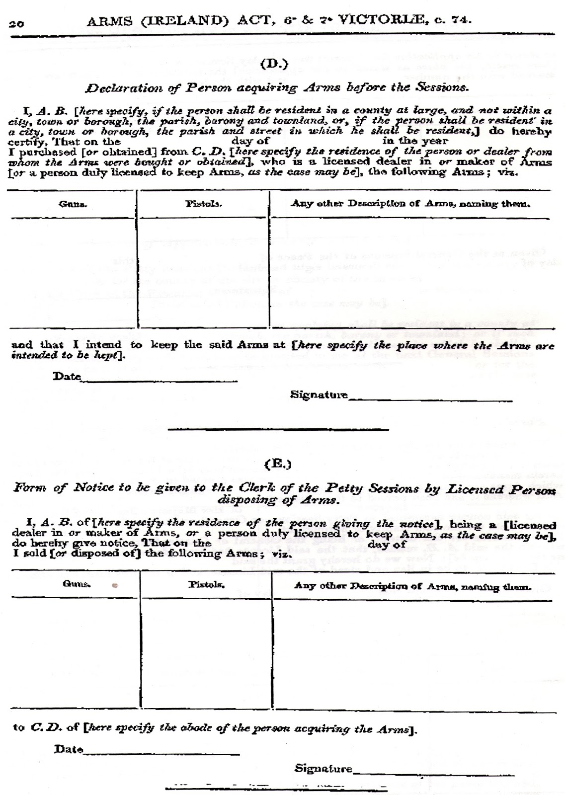 New Website: Forms D & E. 1843 Act.
