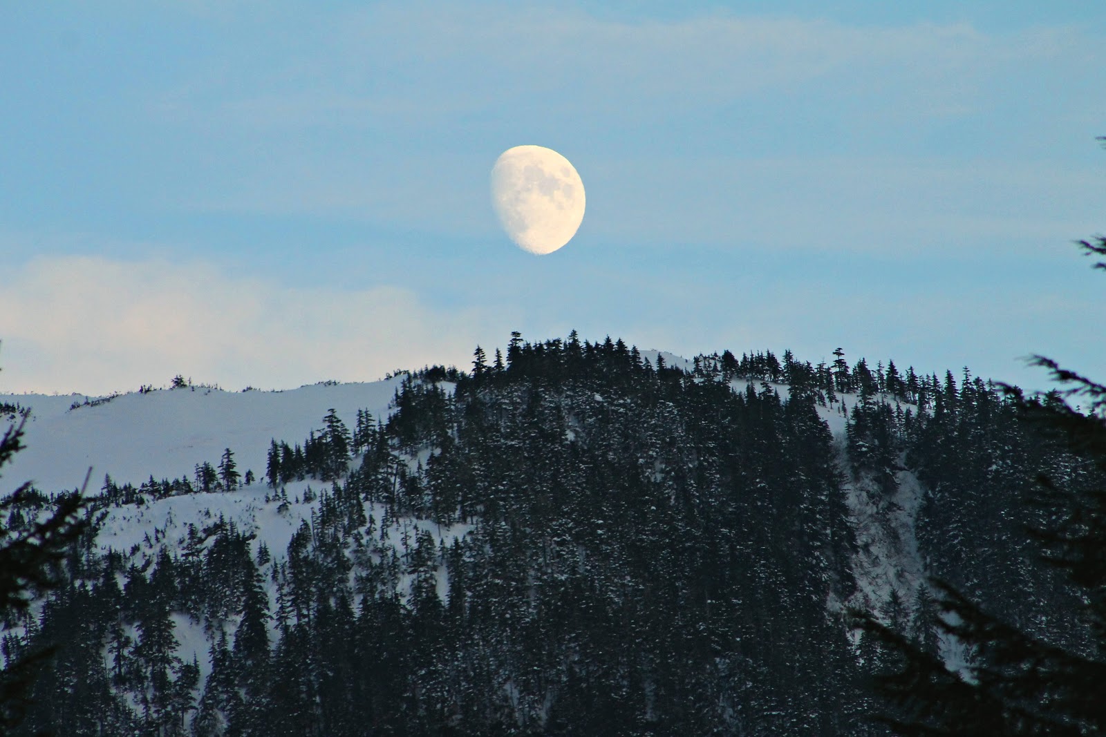 Sandra's Alaska Photography: December 23, 2012: Afternoon Moon Cresting ...