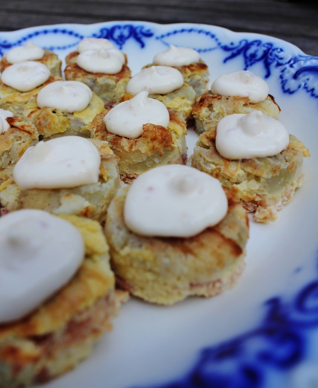 Två små kök: Potatis- och bacontortilla med baconost - som tapas