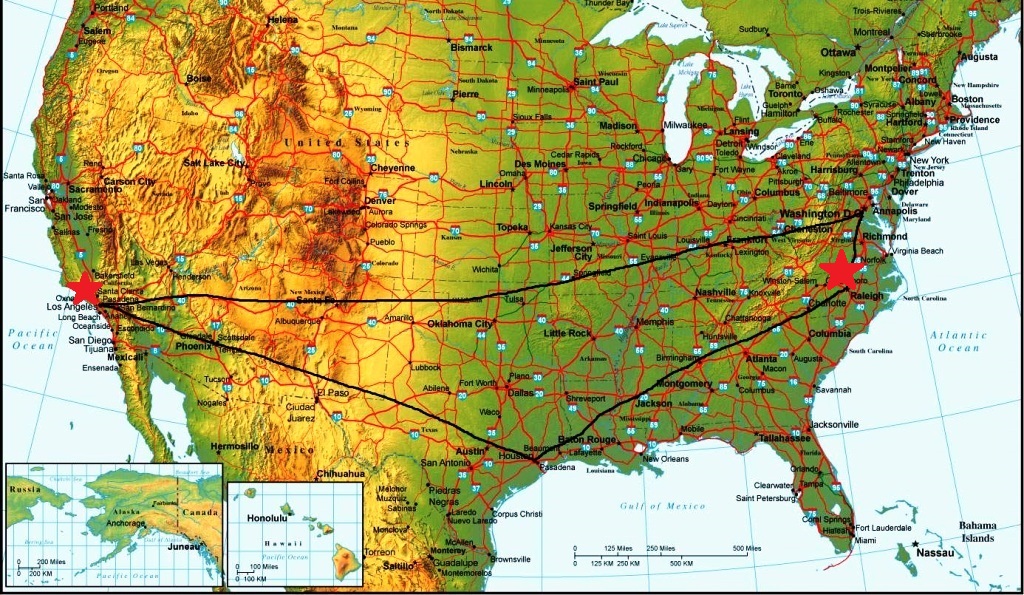 Usa Map With States Distance